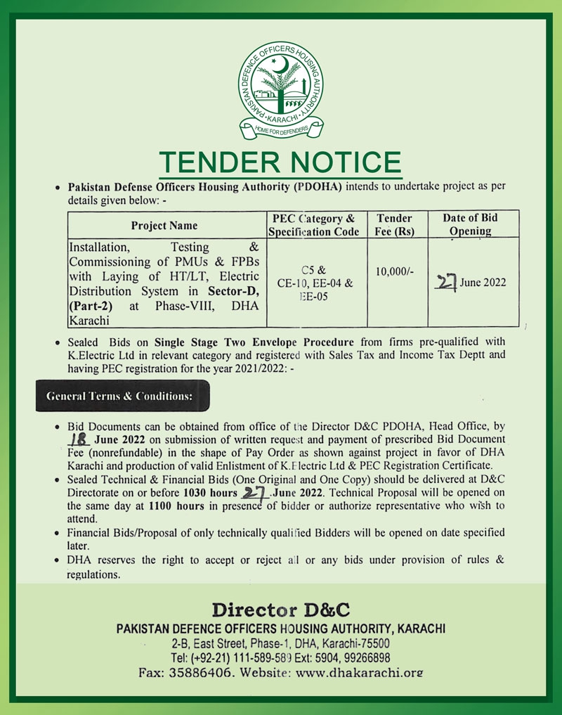 Tender Notice -Installation, Testing & Commissioning of PMUs & FPBs ...