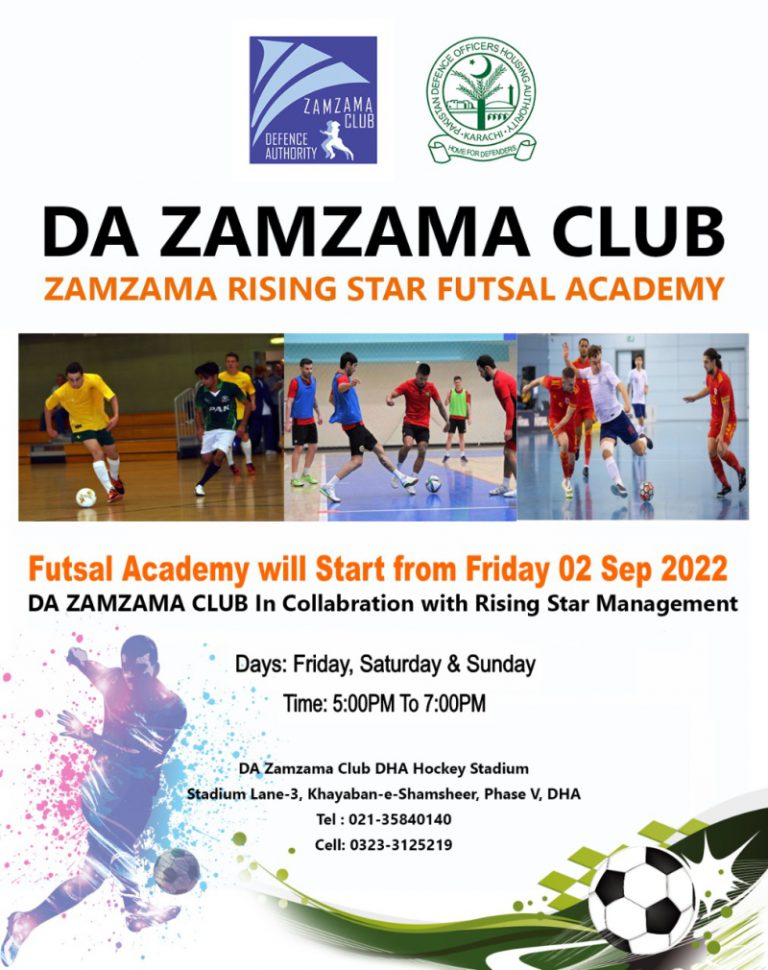 Zamzama Rising Star Fustal Academy – DA Zamzama Club – DHA Karachi