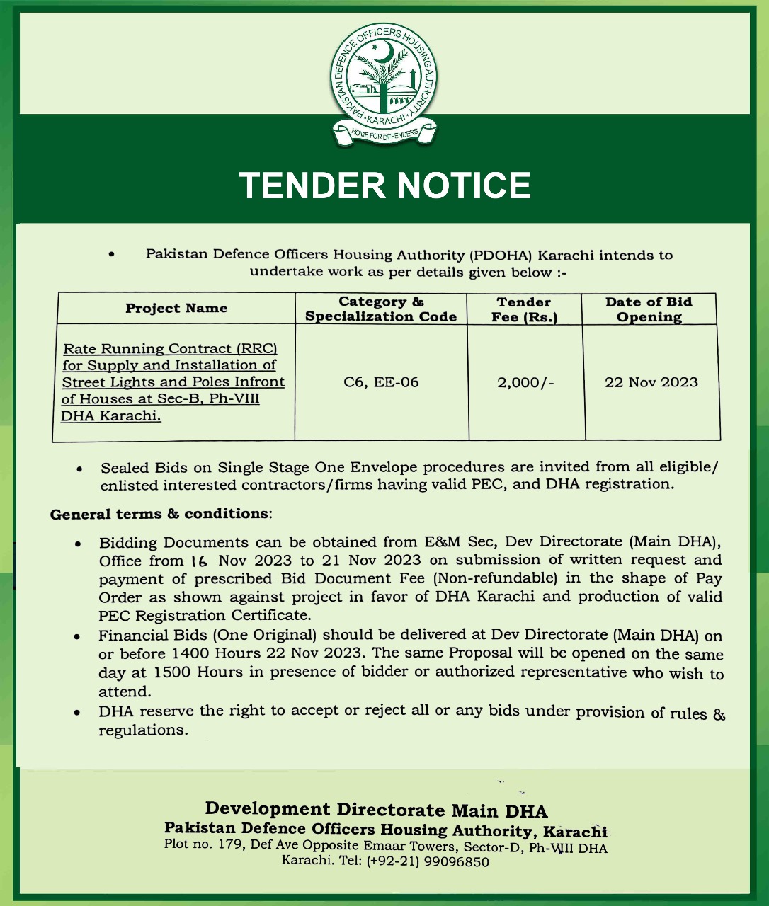 Tender Notice – Rate Running Contract for Supply and Installation of ...
