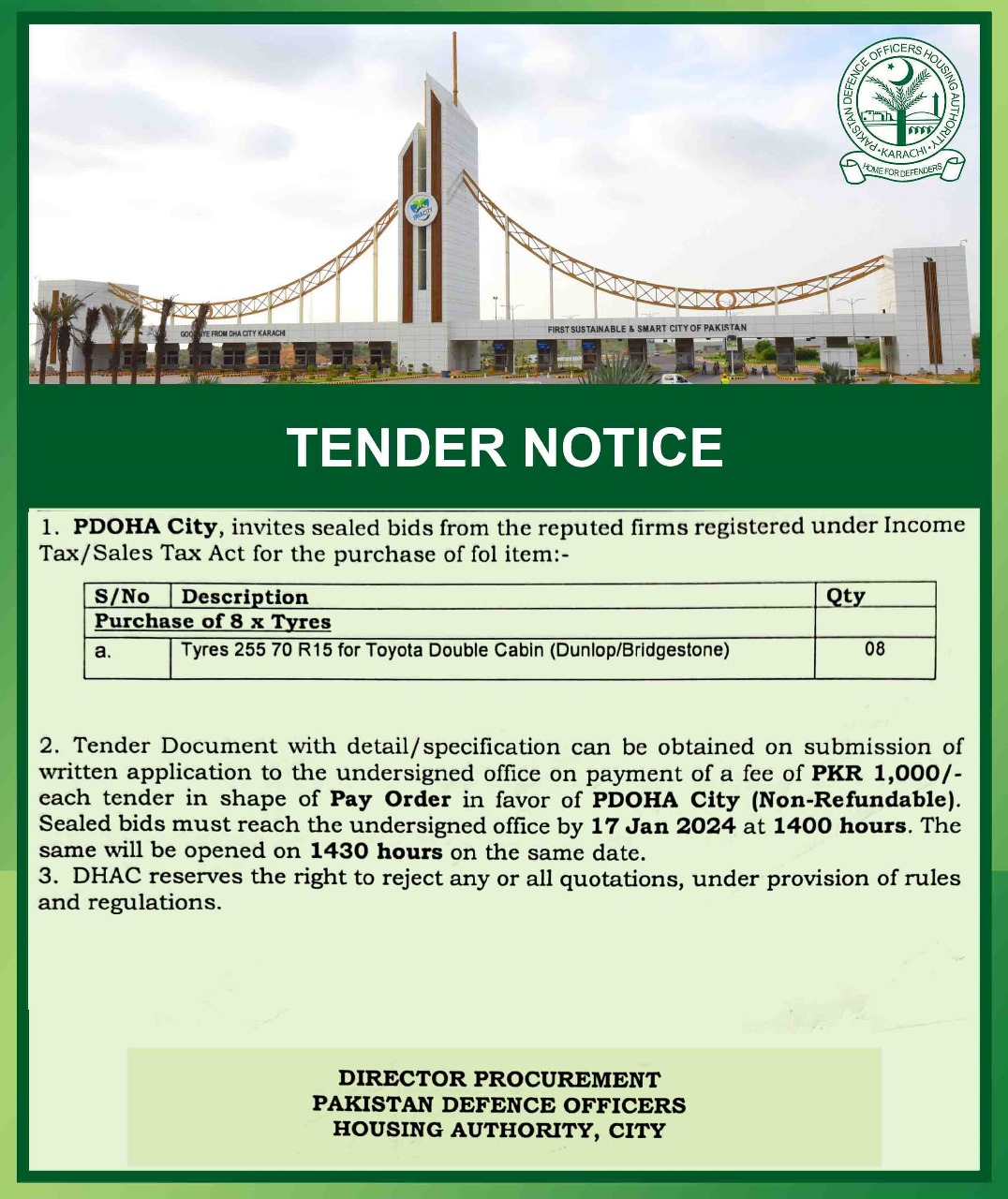 Tenders – DHA Karachi