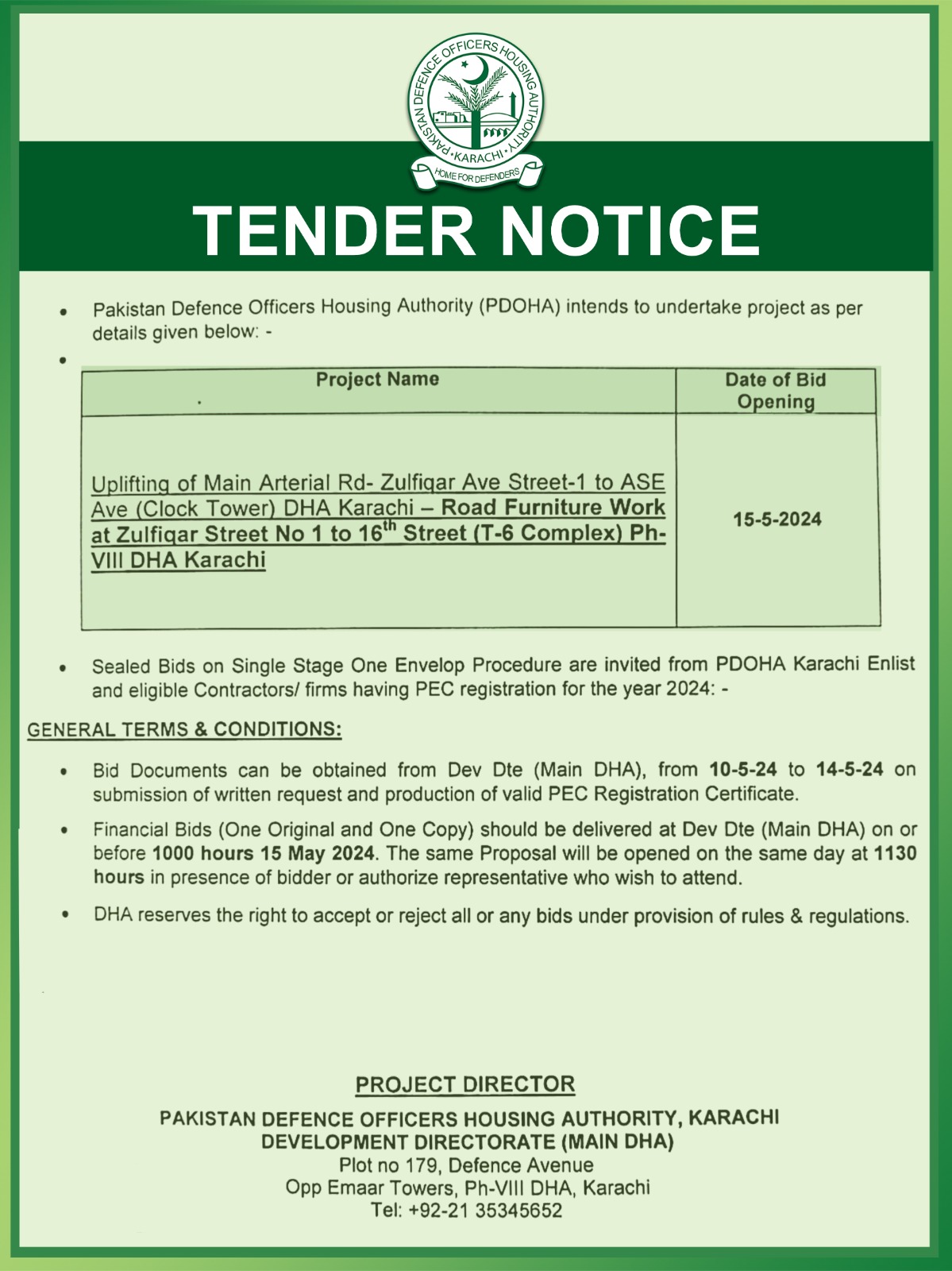 Tenders – DHA Karachi