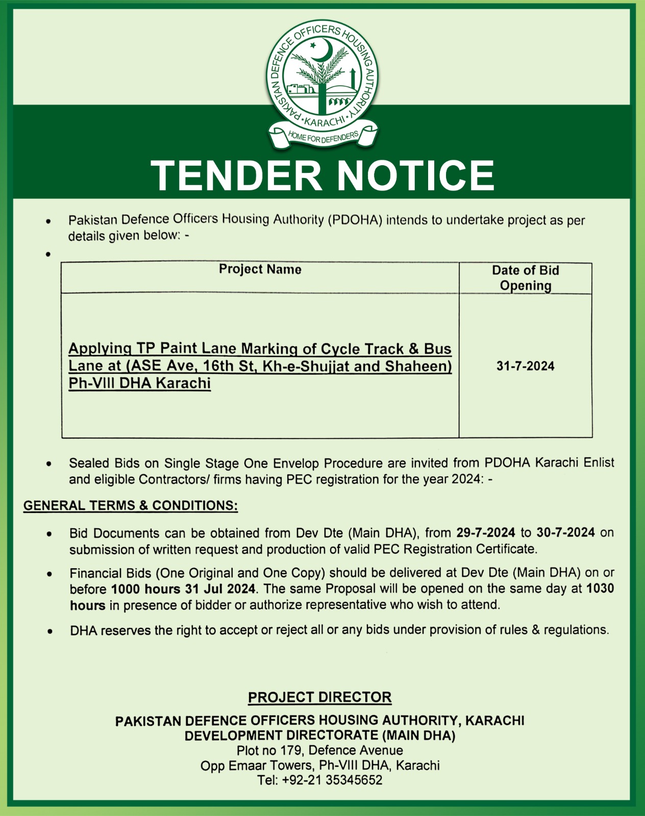 Tender Notice – Applying TP Paint Lane Marking of Cycle Track and Bus ...