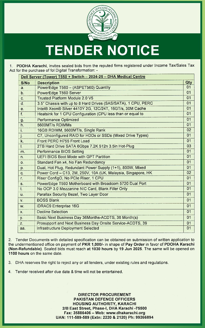 Tenders – DHA Karachi