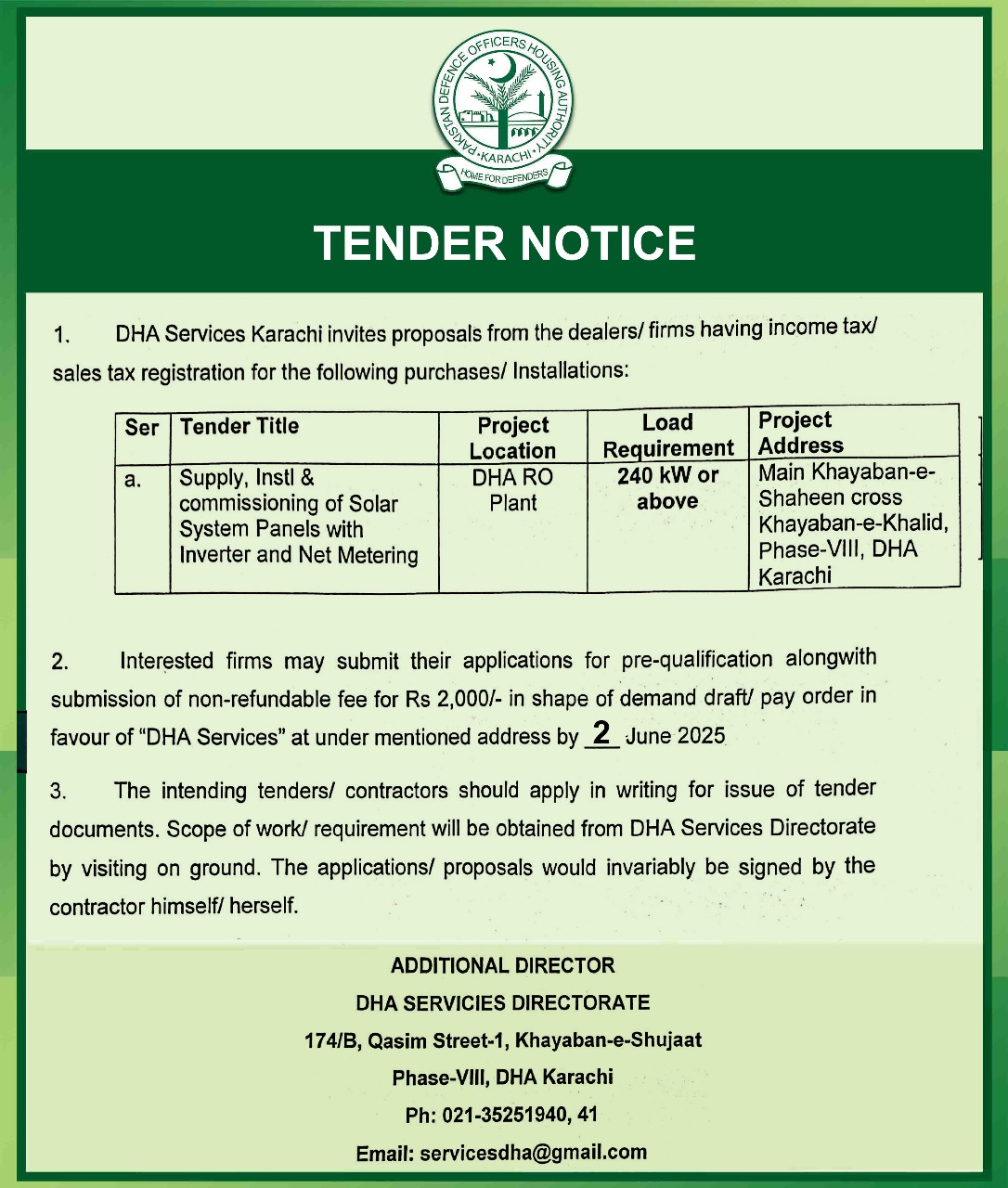 Tender Notice – Supply, Installation & Commissioning of Solar System ...