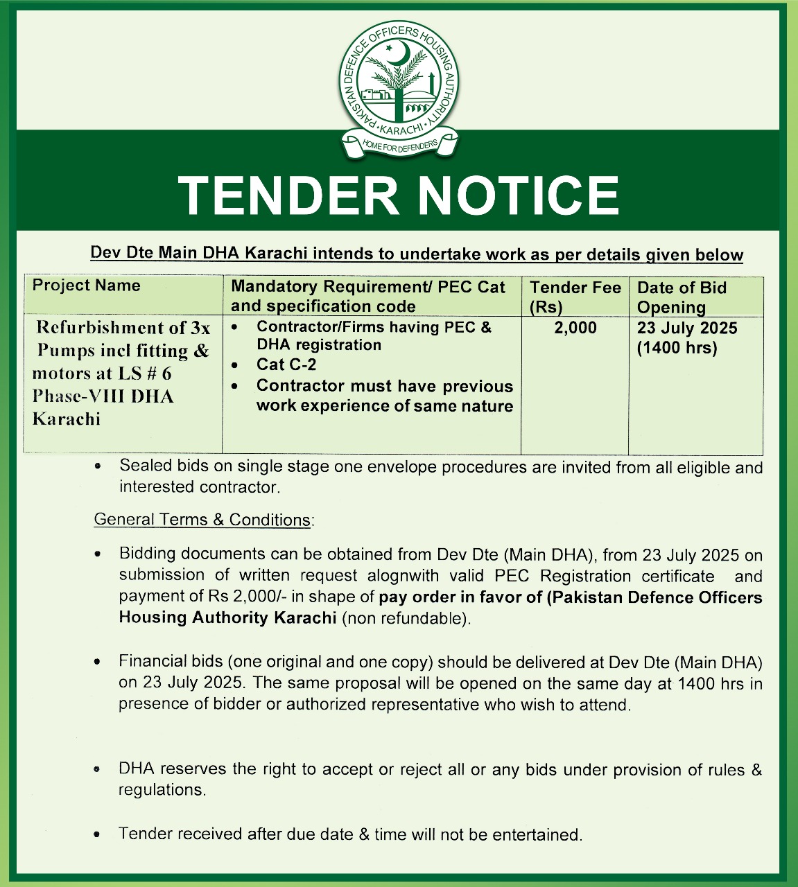 Tender Notice – Refurbishment of 3x Pumps including fitting and motors ...