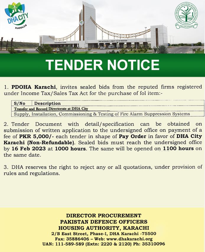 Tender Notice – Supply, Installation, Commissioning & Testing of Fire ...